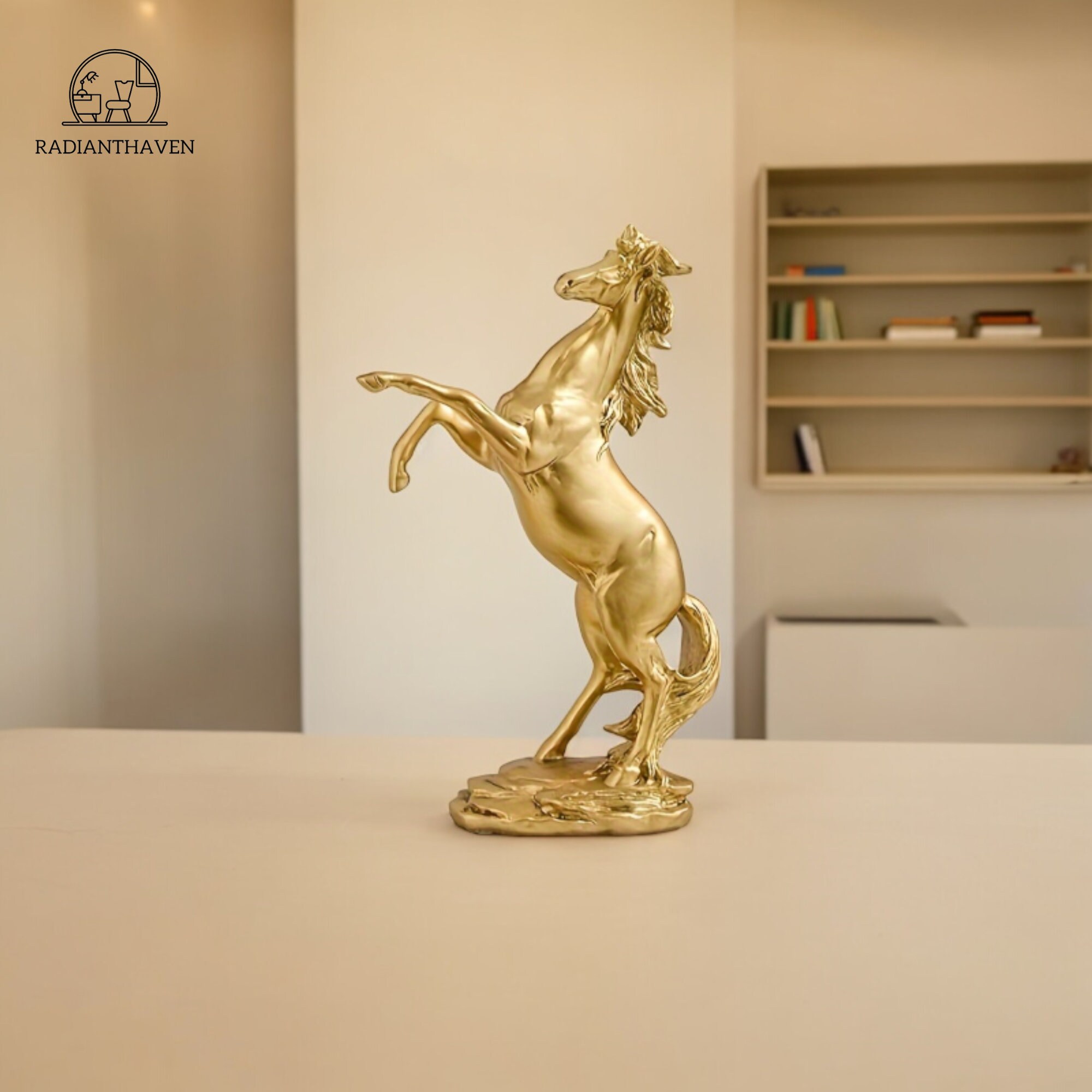 Elegant Gold Rampant Horse Statue Horse Sculpture Horse Statue Animal ...