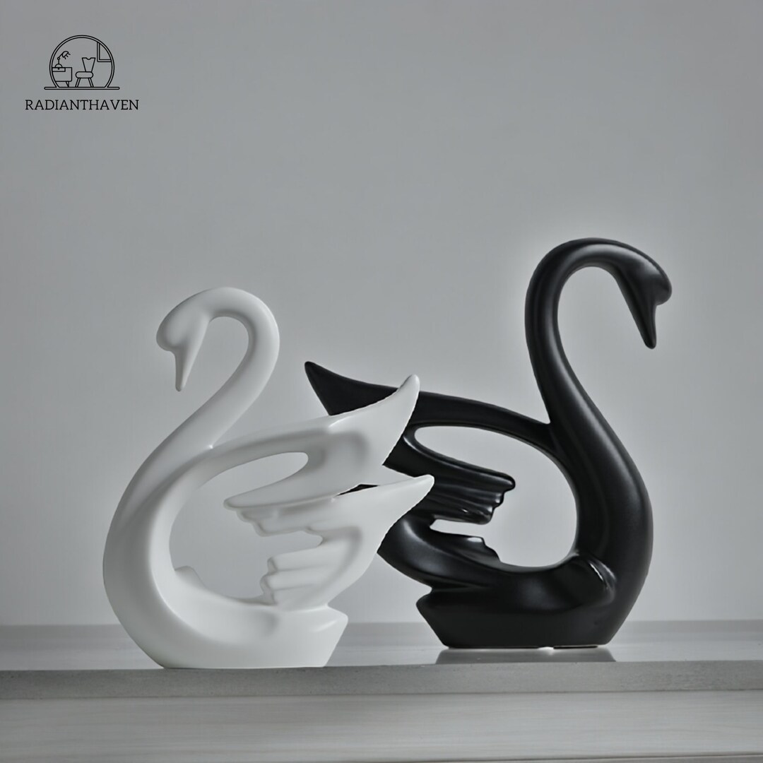Swan Ornaments Sculpture Modern Art Decorative Figurine Luxurious Resin ...