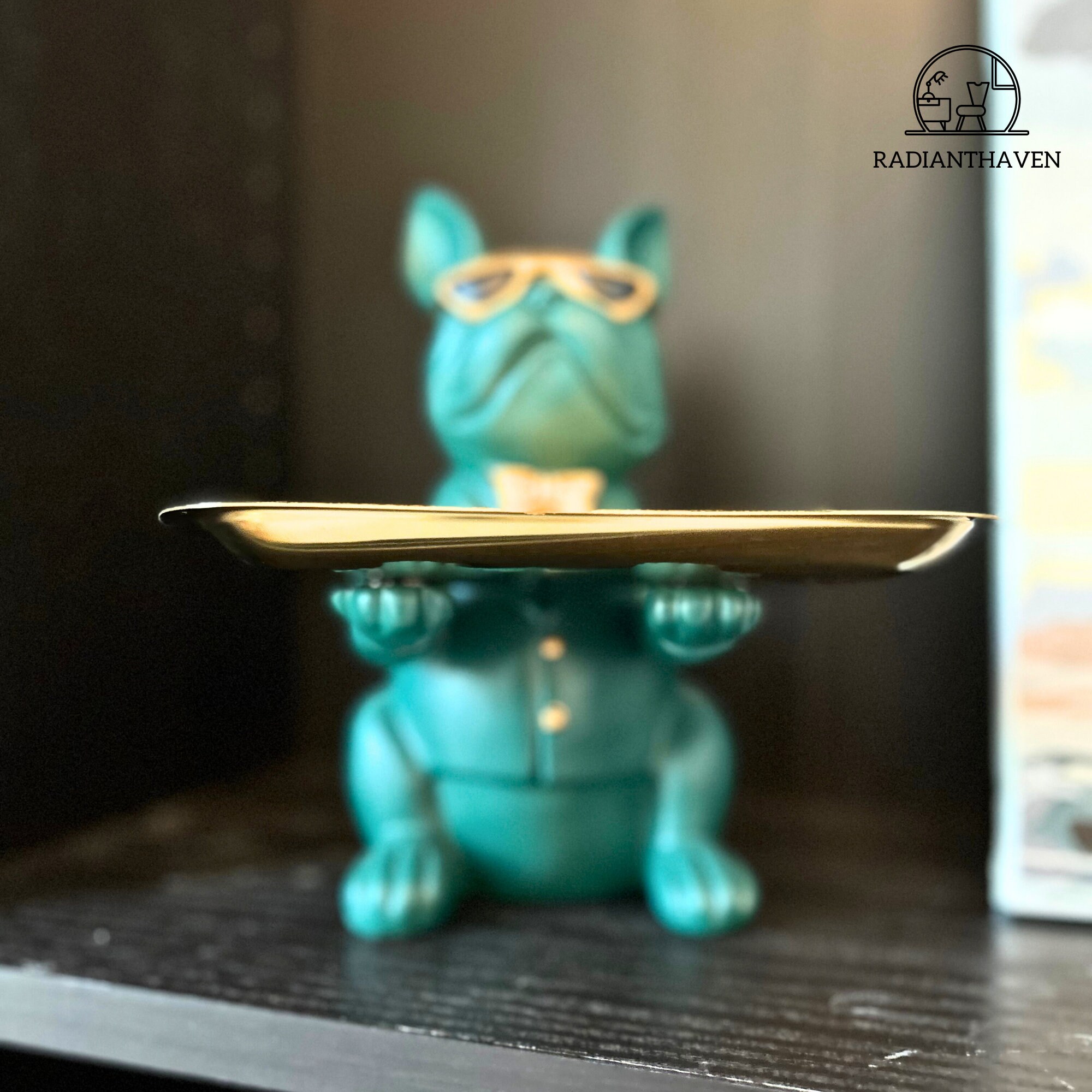 Resin Bulldog Statue With Two Storage Trays, Strange Key Holder Set ...