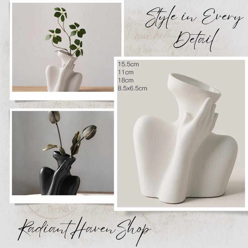 Ceramic Human Body Art Flower Vase Cortaderia Selloana Container Nordic ...