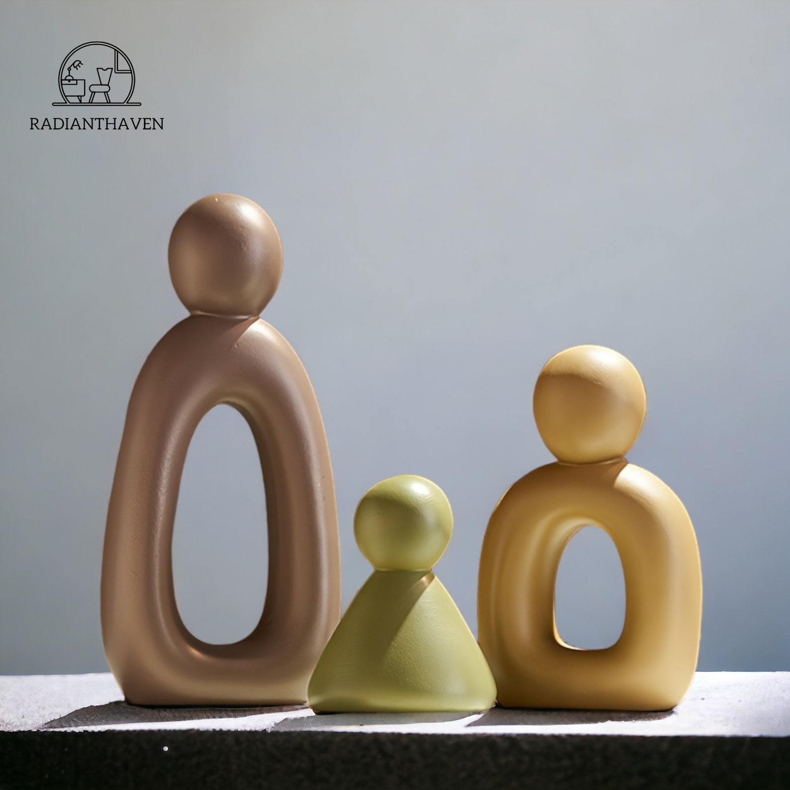 Set of Abstract Statues for Family of 3 - Unique Gift for Home and Home ...