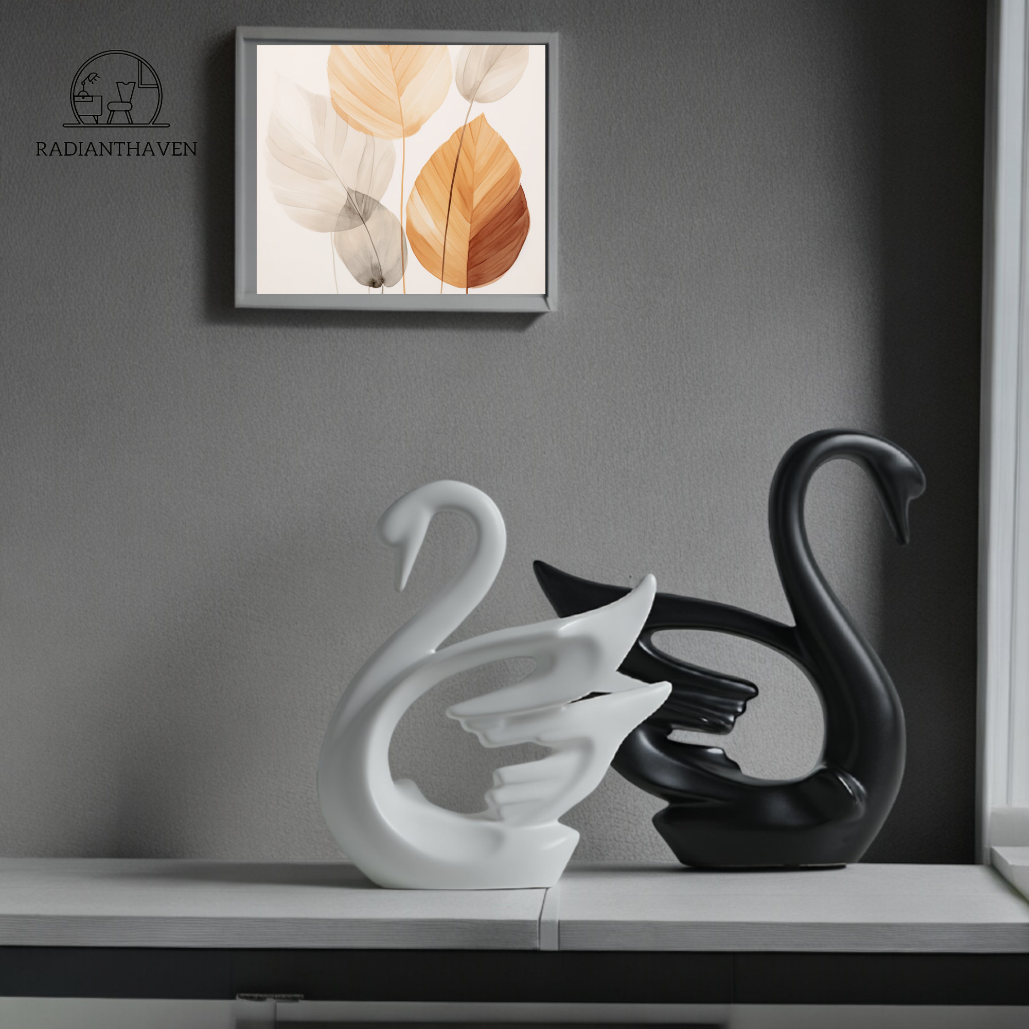 Swan Ornaments Sculpture Modern Art Decorative Figurine Luxurious Resin ...