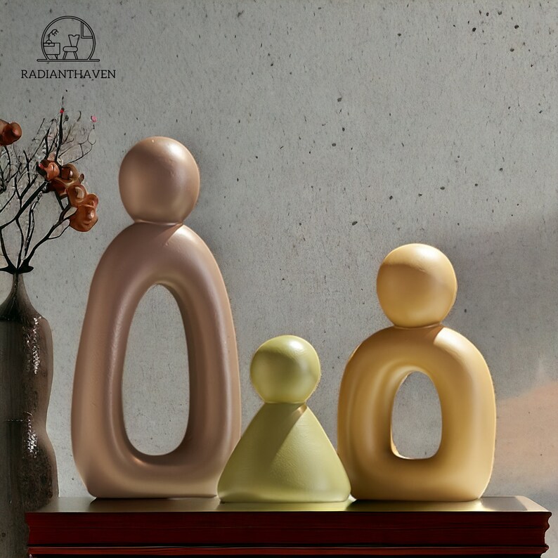 Set of Abstract Statues for Family of 3 - Unique Gift for Home and Home ...