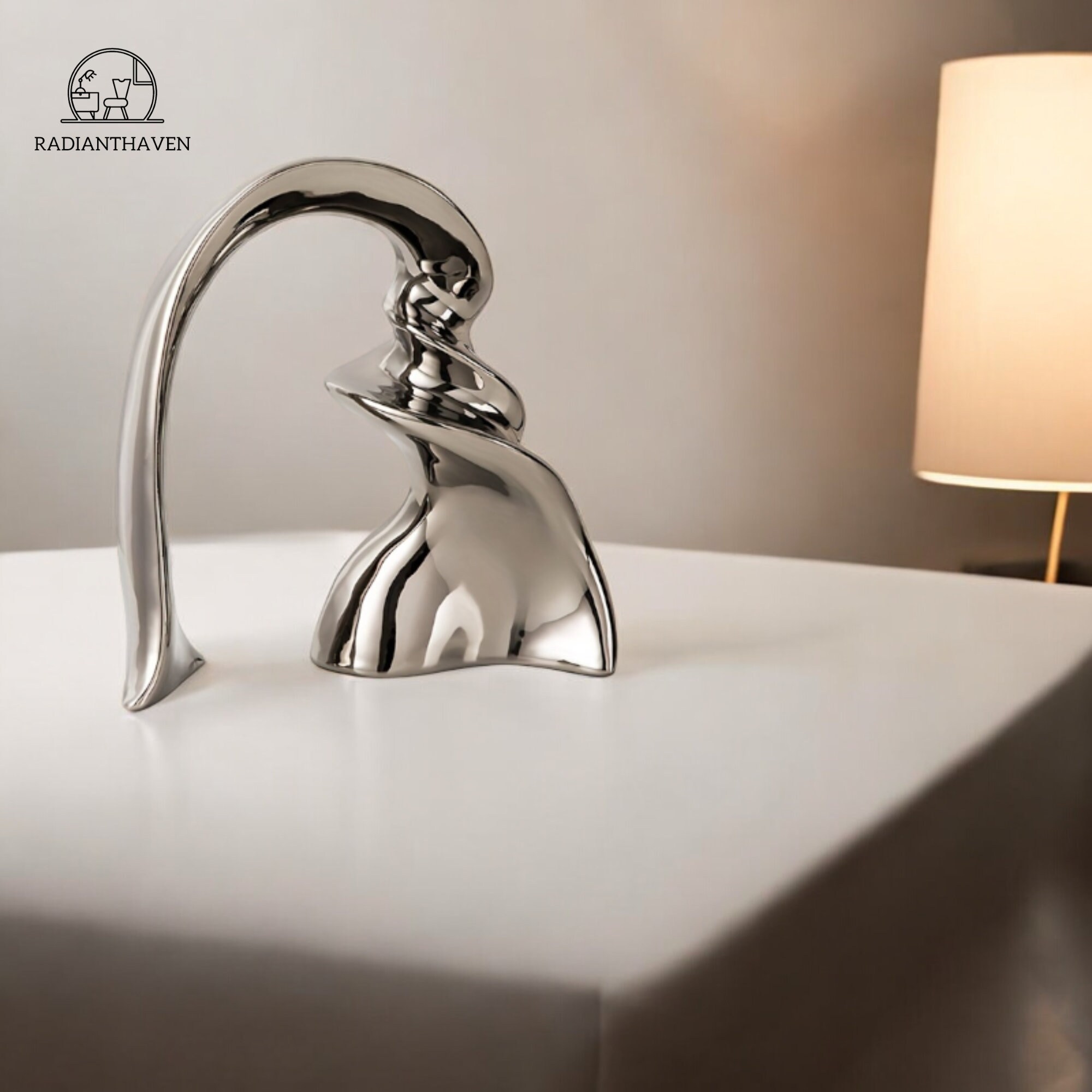 Luxury Silver Abstract Art Decor - Electroplated Ceramic Figurine ...