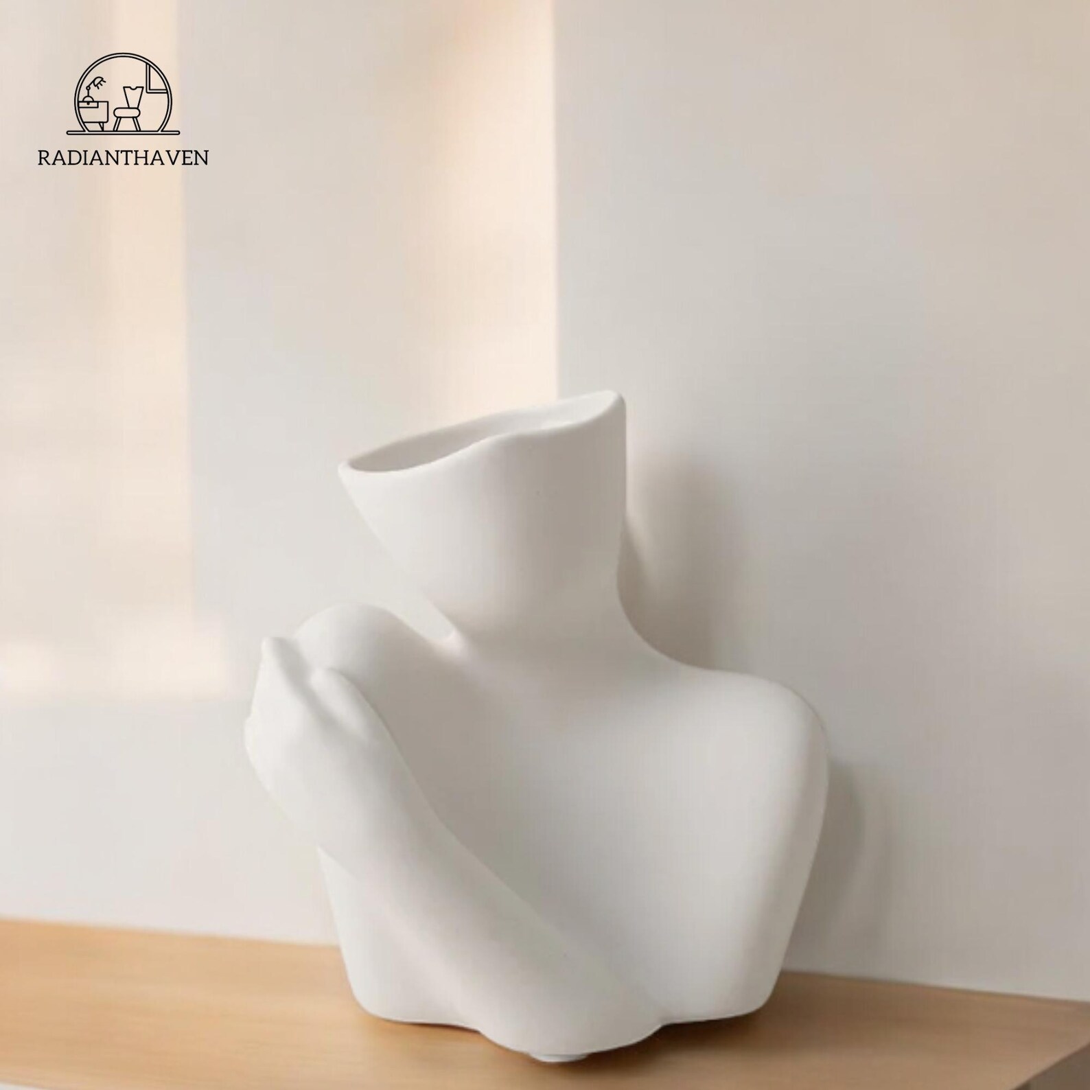 Ceramic Human Body Art Flower Vase Cortaderia Selloana Container Nordic ...