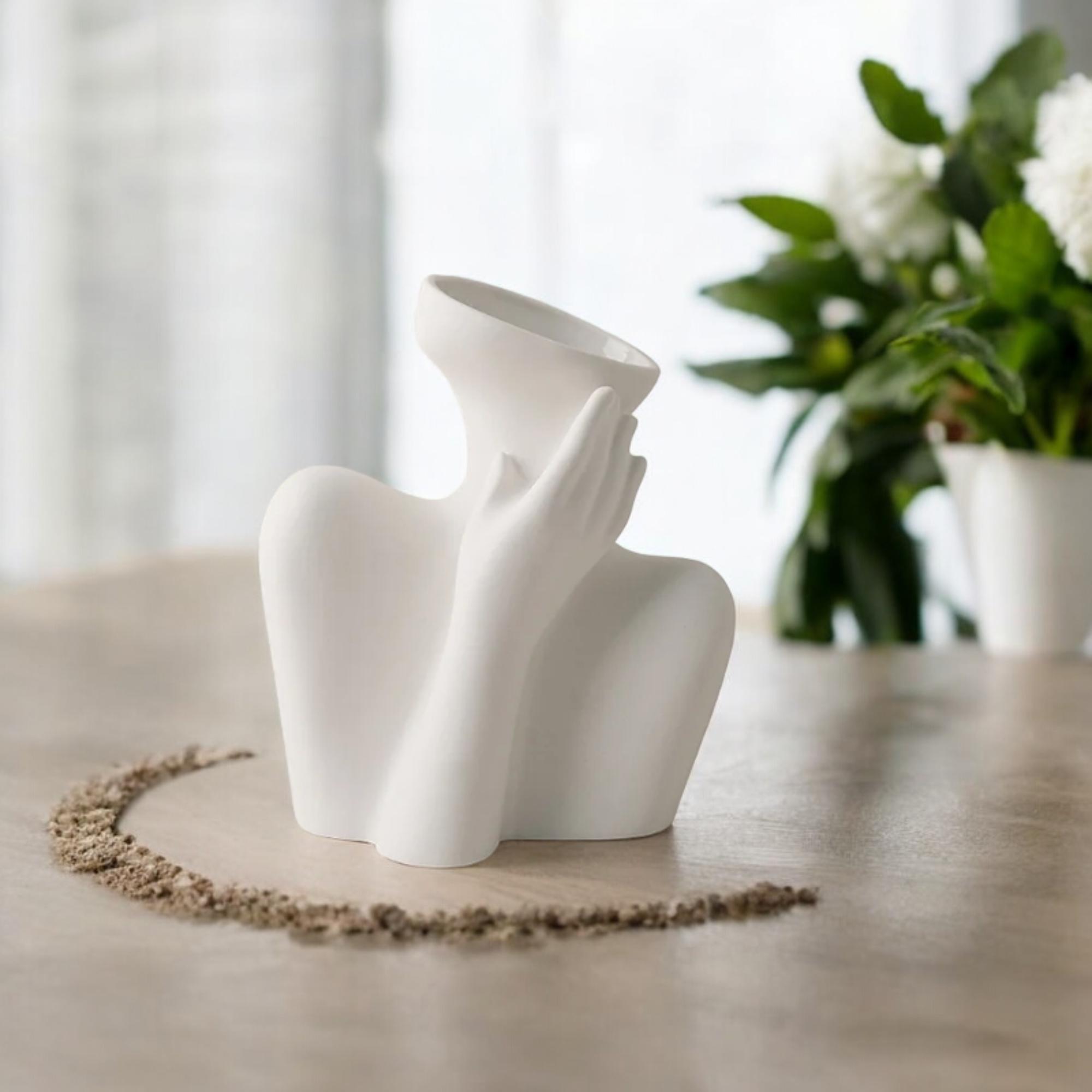 Ceramic Human Body Art Flower Vase Cortaderia Selloana Container Nordic ...