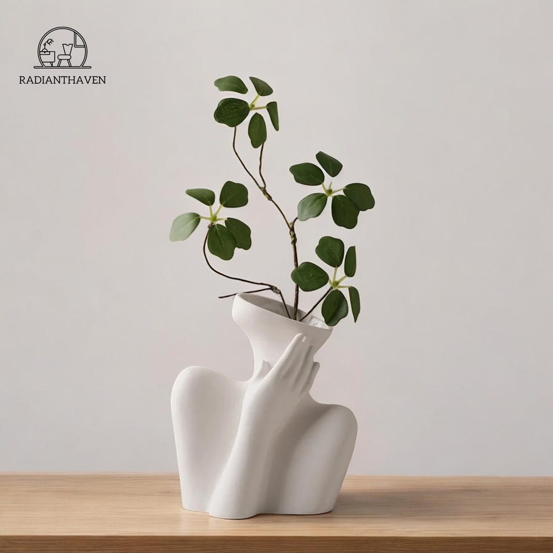 Ceramic Human Body Art Flower Vase Cortaderia Selloana Container Nordic ...