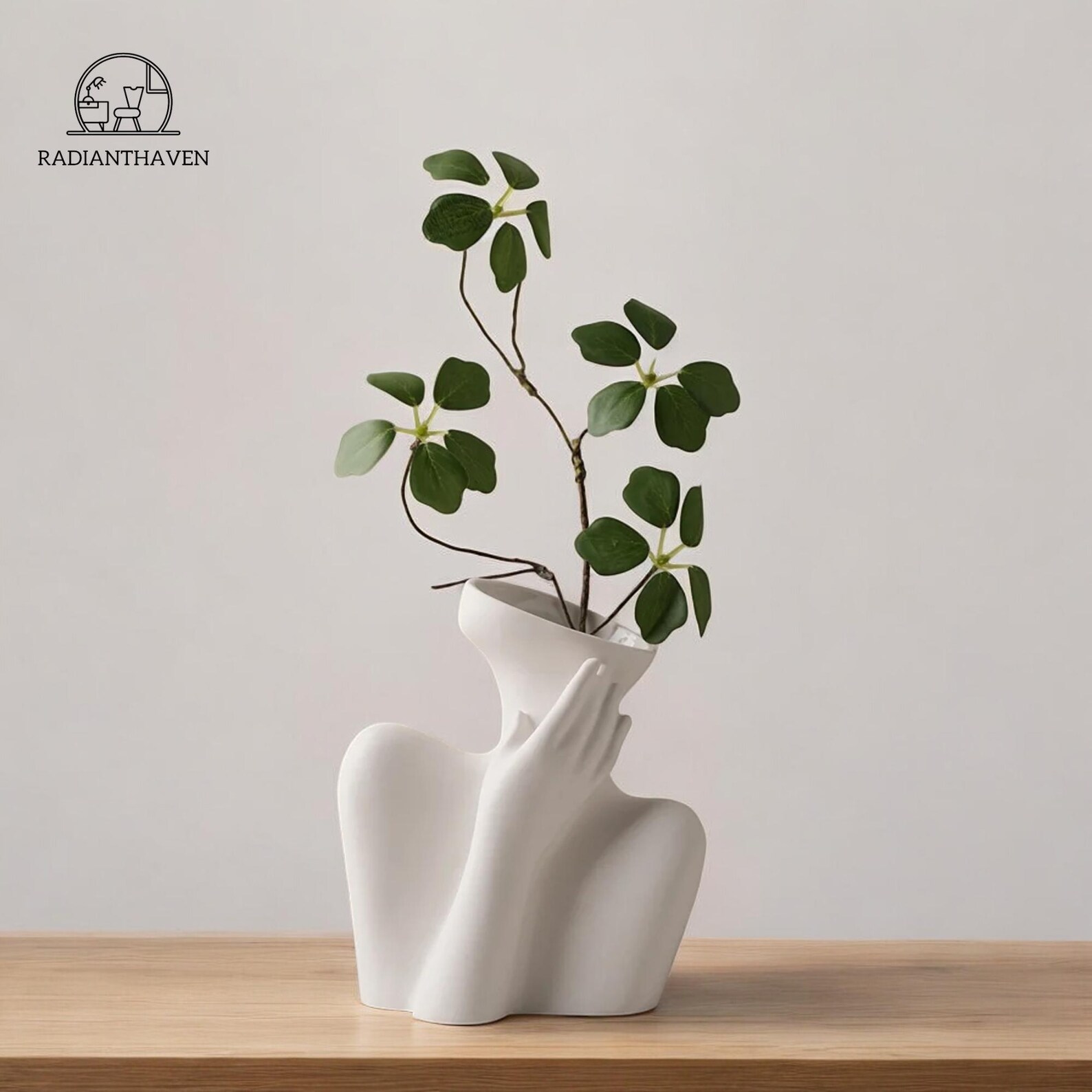 Ceramic Human Body Art Flower Vase Cortaderia Selloana Container Nordic ...