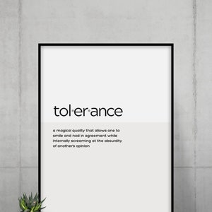 Tolerance Definition Print, Wall Art Prints, Digital Download, Quote ...