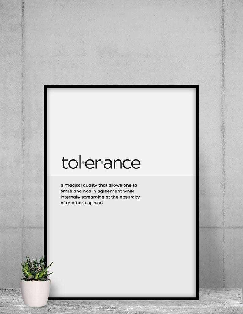 Tolerance Definition Print, Wall Art Prints, Digital Download, Quote ...