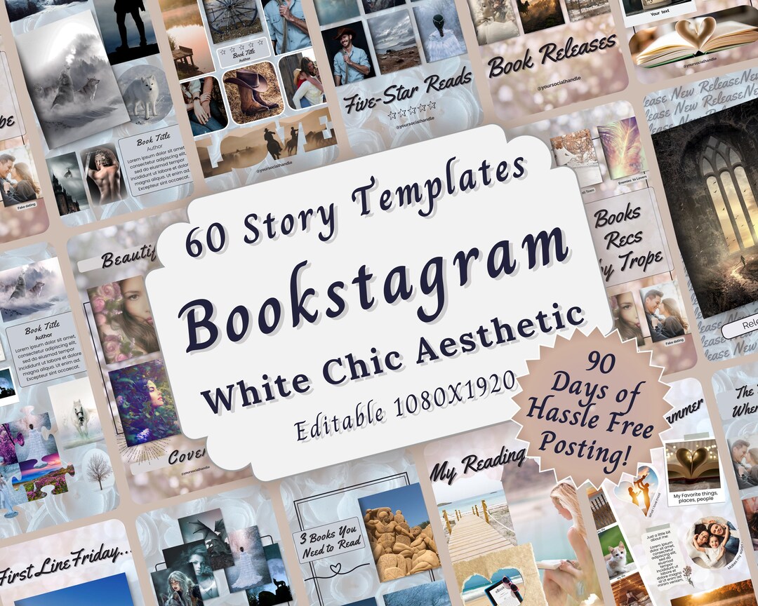 Light Neutral Bookstagram Story Template Bundle, White Aesthetic ...