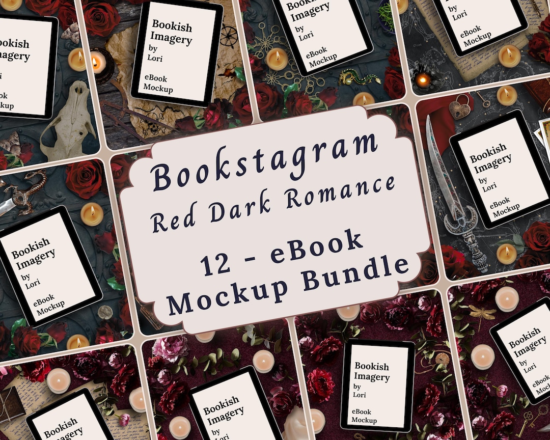 Dark Romance Rectangle Book Mockup Bundle, Bookstagram Moody Aesthetic ...