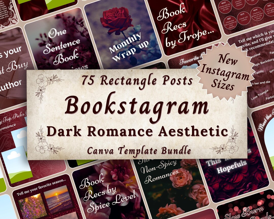 Dark Romance Bookstagram Template Bundle, Bookish Editable Instagram ...