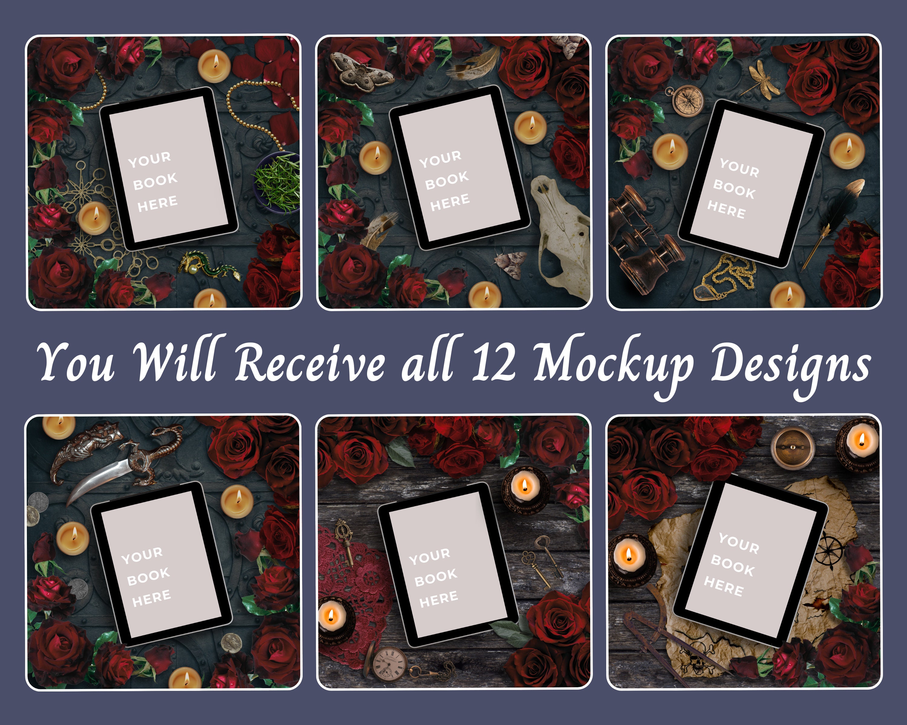 Red Dark Romance Book Mockup Bundle, Romantasy Ebook Flatlay Canva ...