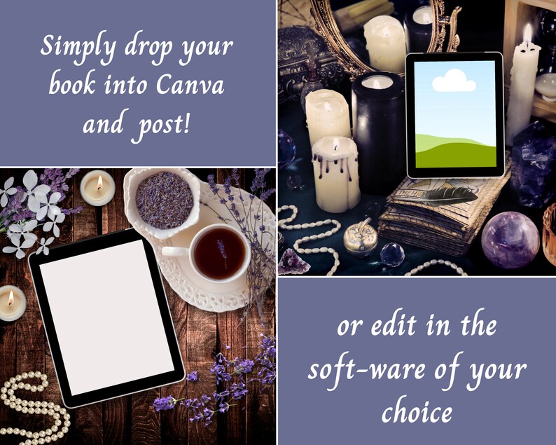 Purple Romance Book Mockup Bundle, Lilac Romantasy Ebook Flatlay Canva ...