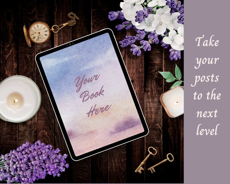 Dark Romance Ebook Flatlay Mockup for Bookstagram, Romantic E Book Flat ...