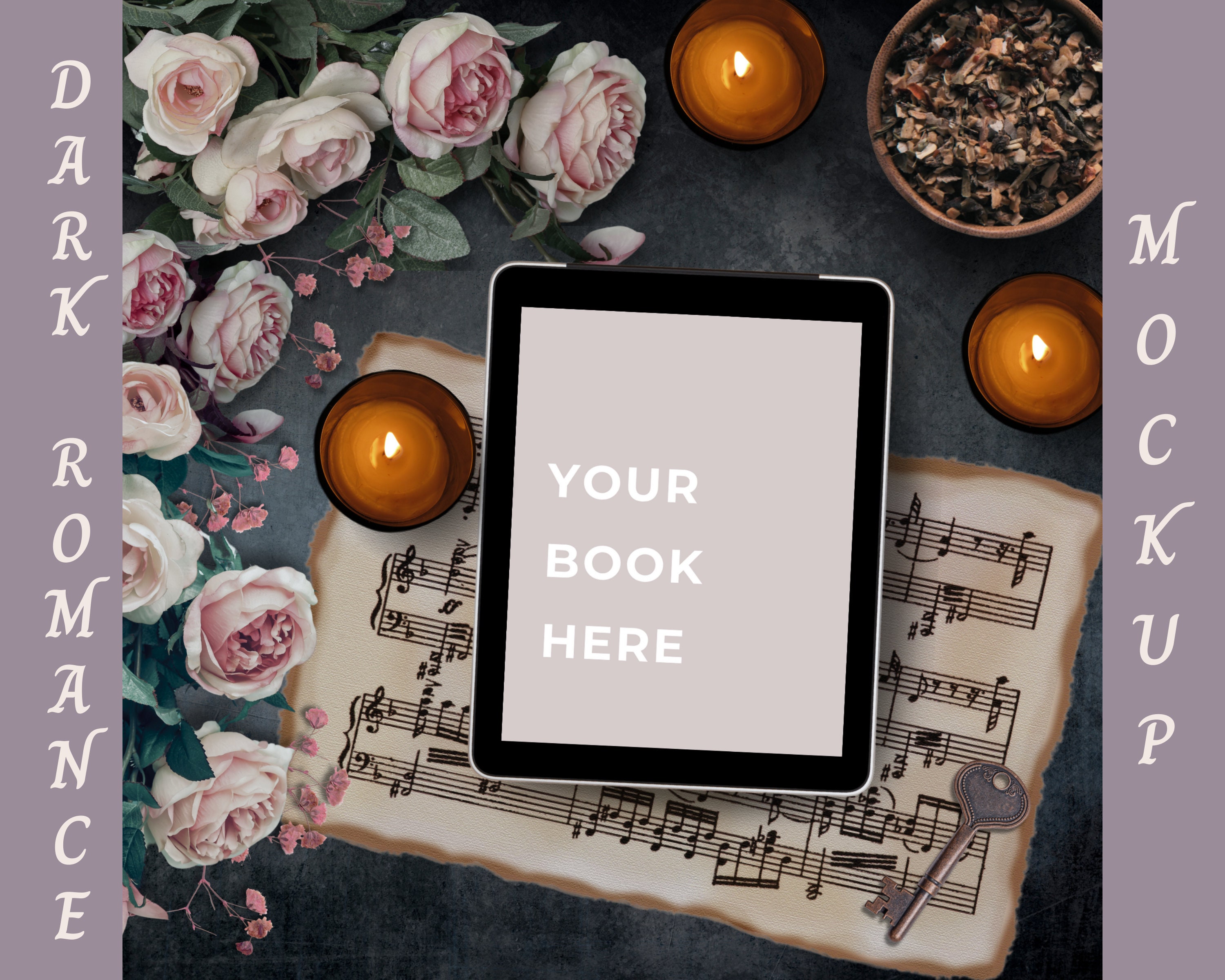 Bookstagram Ebook Flat Lay Mockup, KDP E Book Flat Lay With Roses ...