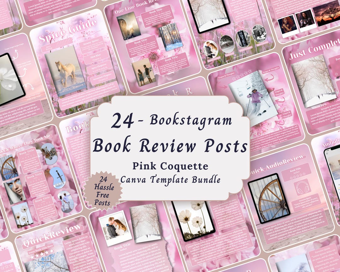 Pink Coquette Book Review Bookstagram Template Bundle, Cozy Romance ...