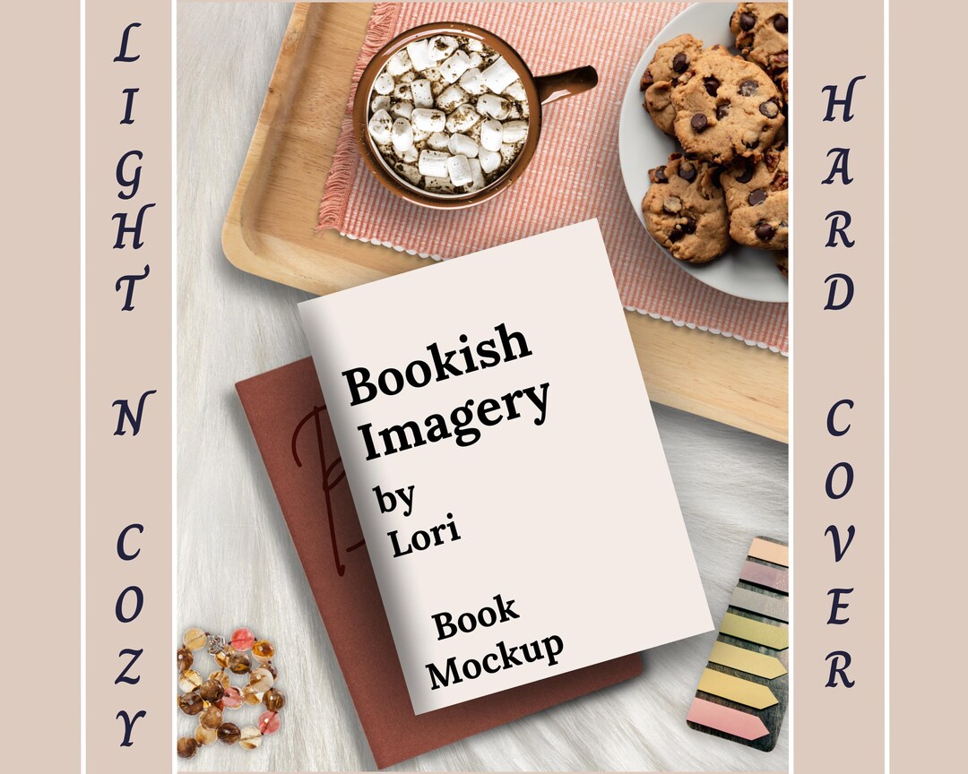 Cozy Neutral Aesthetic Bookstagram Book Mockup, Vertical Hard Cover ...