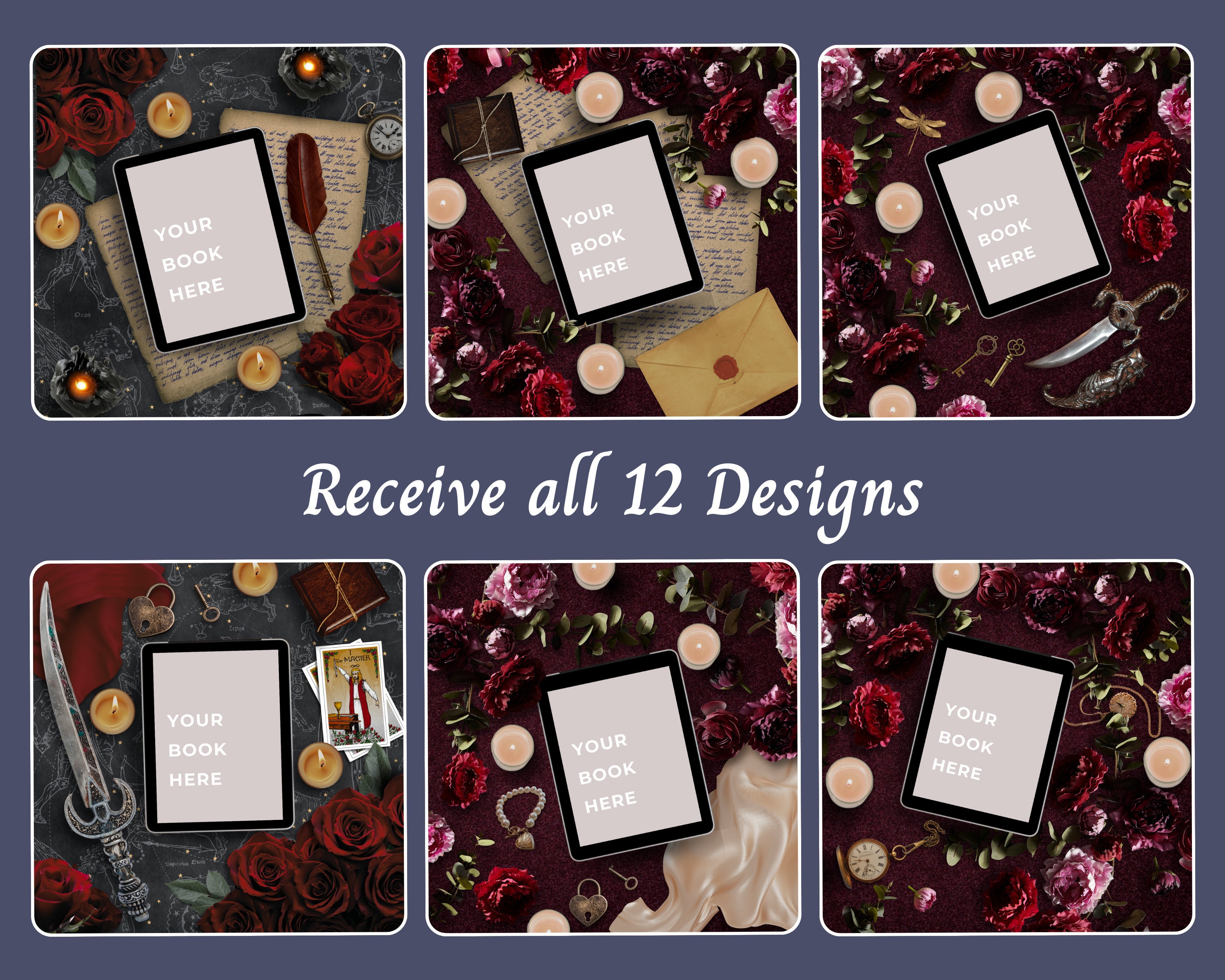 Red Dark Romance Book Mockup Bundle, Romantasy Ebook Flatlay Canva ...