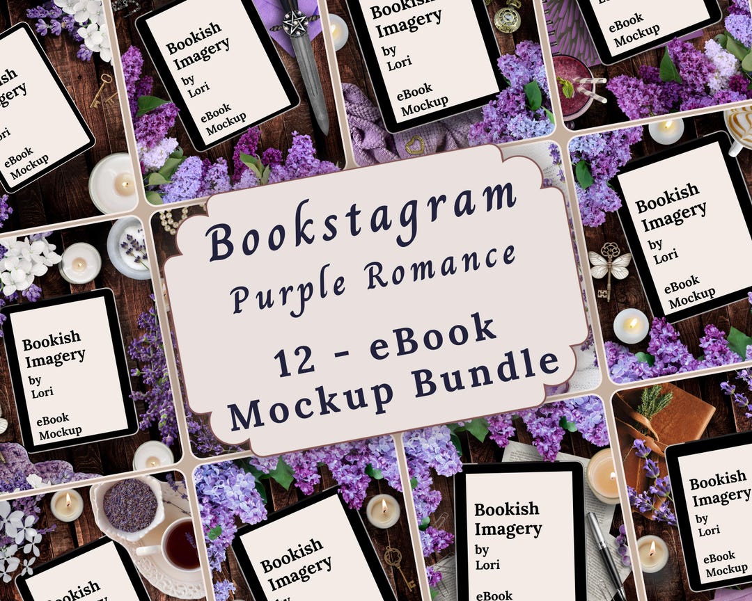 Purple Romance Rectangle Book Mockup Bundle, Bookstagram Cozy Lavender ...