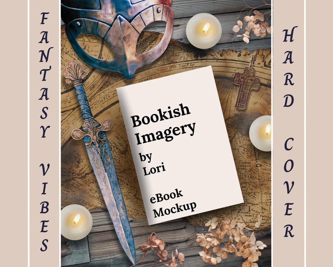 Romantasy Book Flatlay Mockup, Hard Cover Canva Bookstagram Template ...
