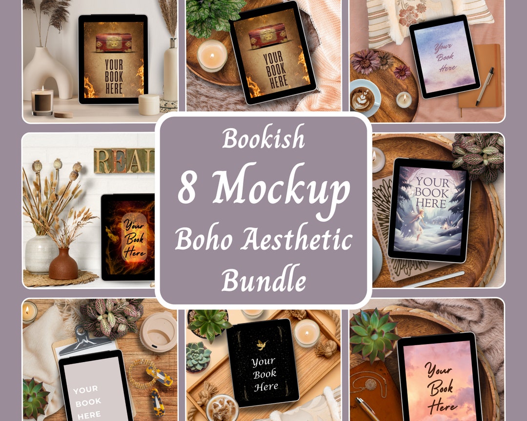 Boho Style Bookstagram Ebook Mockup Bundle, Audio Book Flat Lay ...