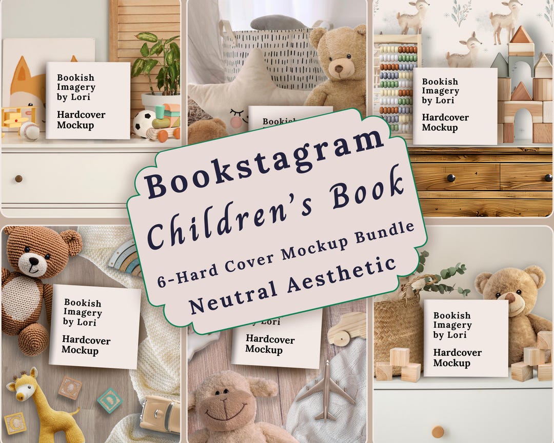 Children's Book Neutral Aesthetic Bookstagram Flatlay Mockup Bundle ...