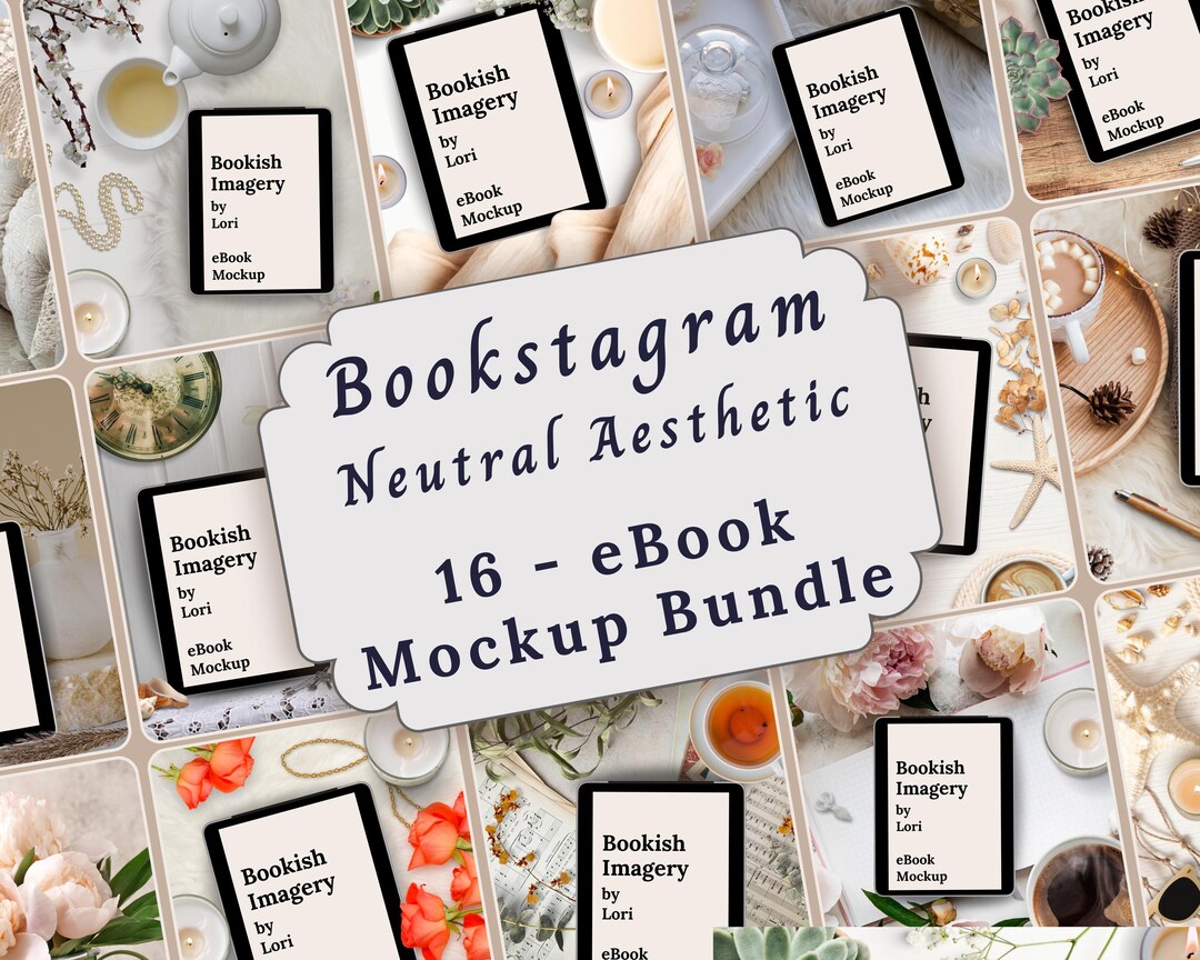 Neutral Aesthetic Rectangle Book Mockup Bundle, Bookstagram Cozy ...