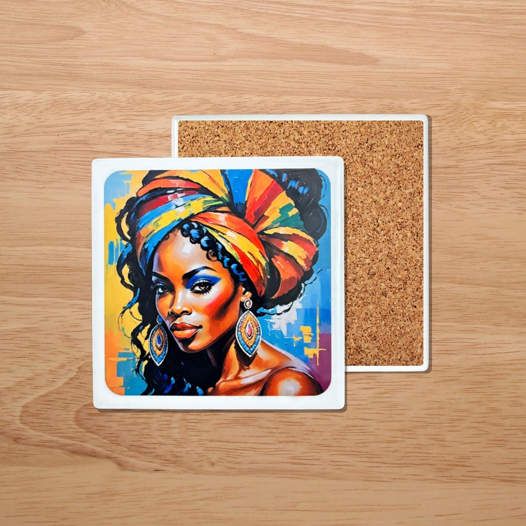 African Woman Art Coaster: Vibrant Afrocentric Home Decor - Etsy