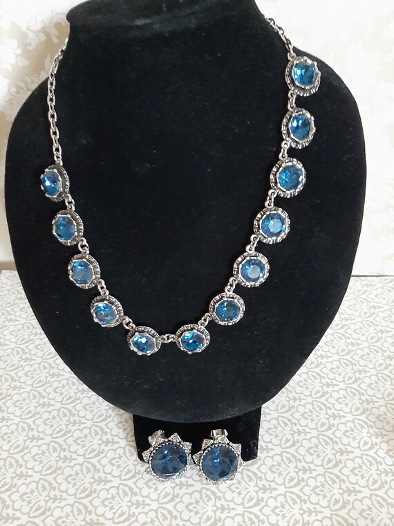 Elizabeth Reimer, Arcansas Sapphire Glass Set, Neckla… - Gem