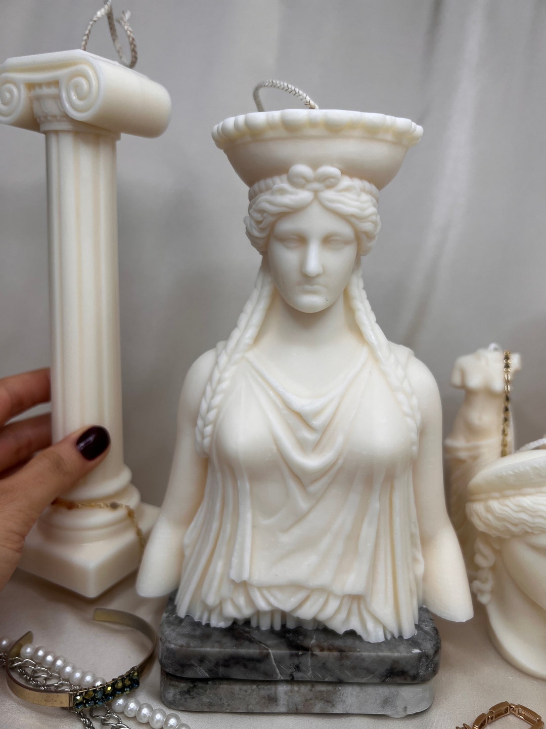 Tall Ionic Column Candle, Greek Art Sculpture, Roman Pillar Decorative ...