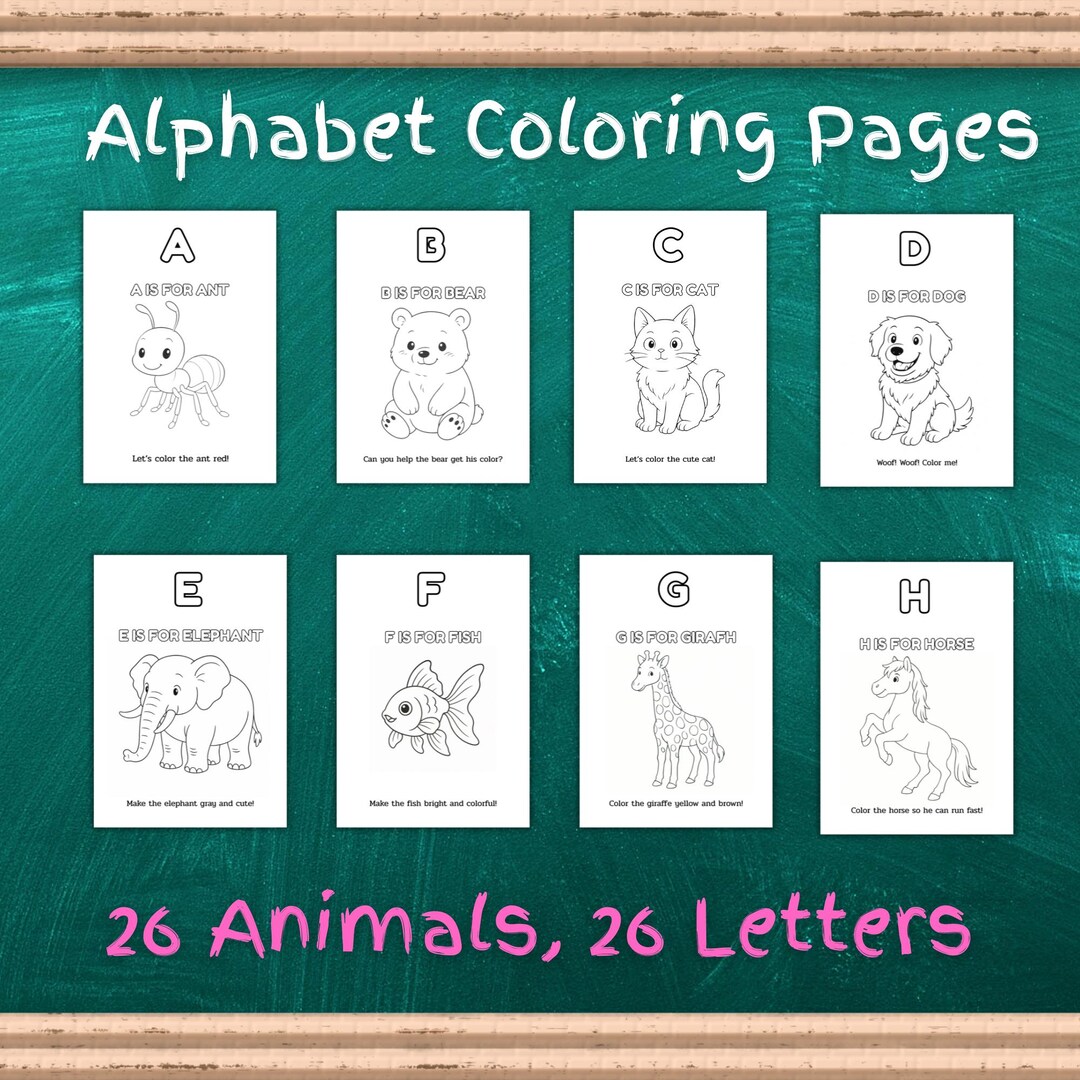 Animal Coloring Pages A-Z | Alphabet Coloring Printable | Preschool ...
