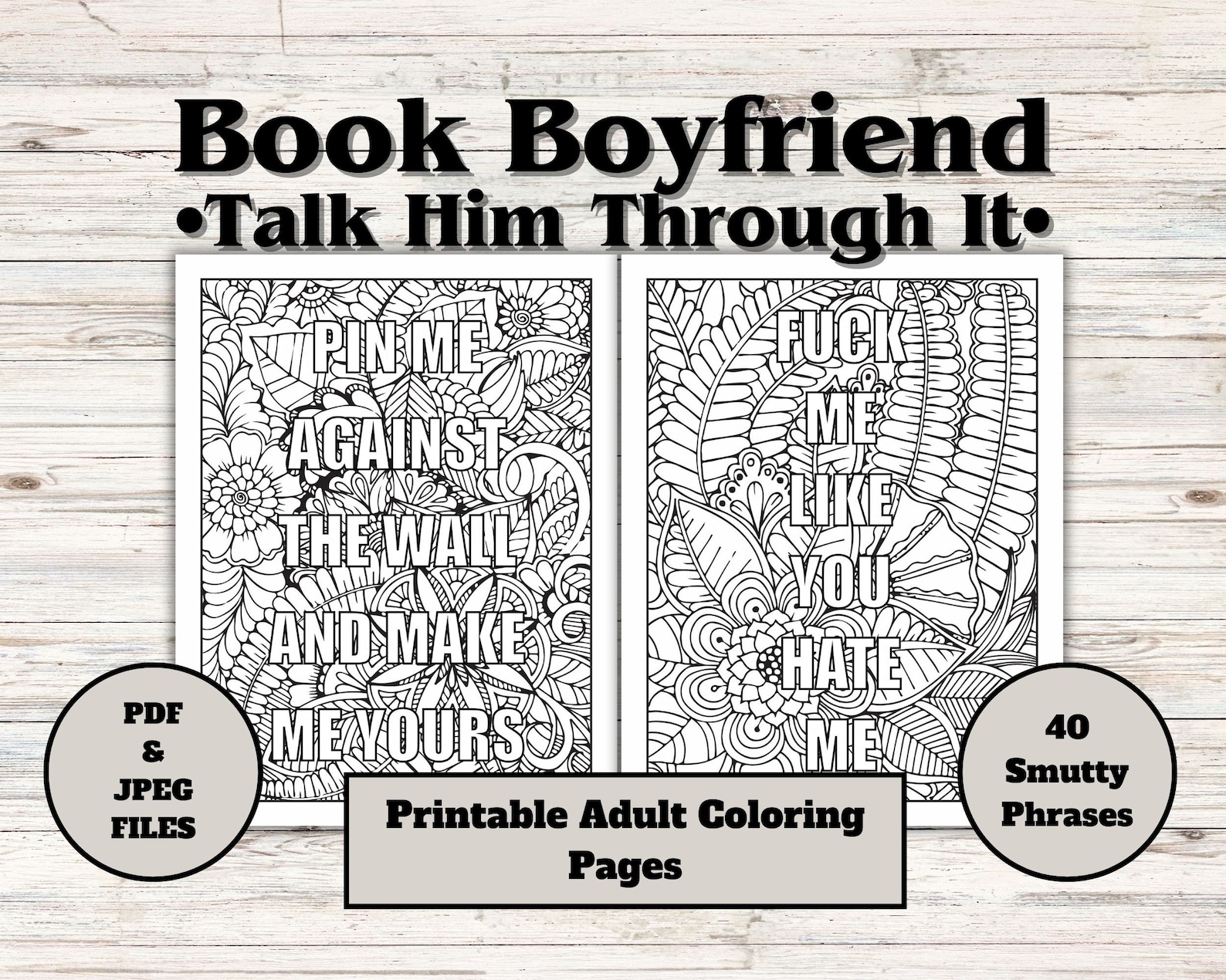 40 Spicy Coloring Pages, Book Boyfriend, Adult Coloring Sheets, Morally ...