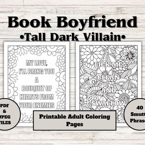 Spicy Book Boyfriend Coloring Pages, Dark Romance Smut (PDF & JPEG ...