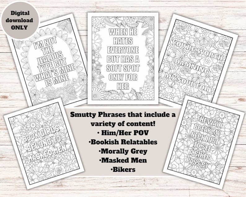 100 Smutty Coloring Sheets, Spicy Book Club, Adult Coloring Pages ...