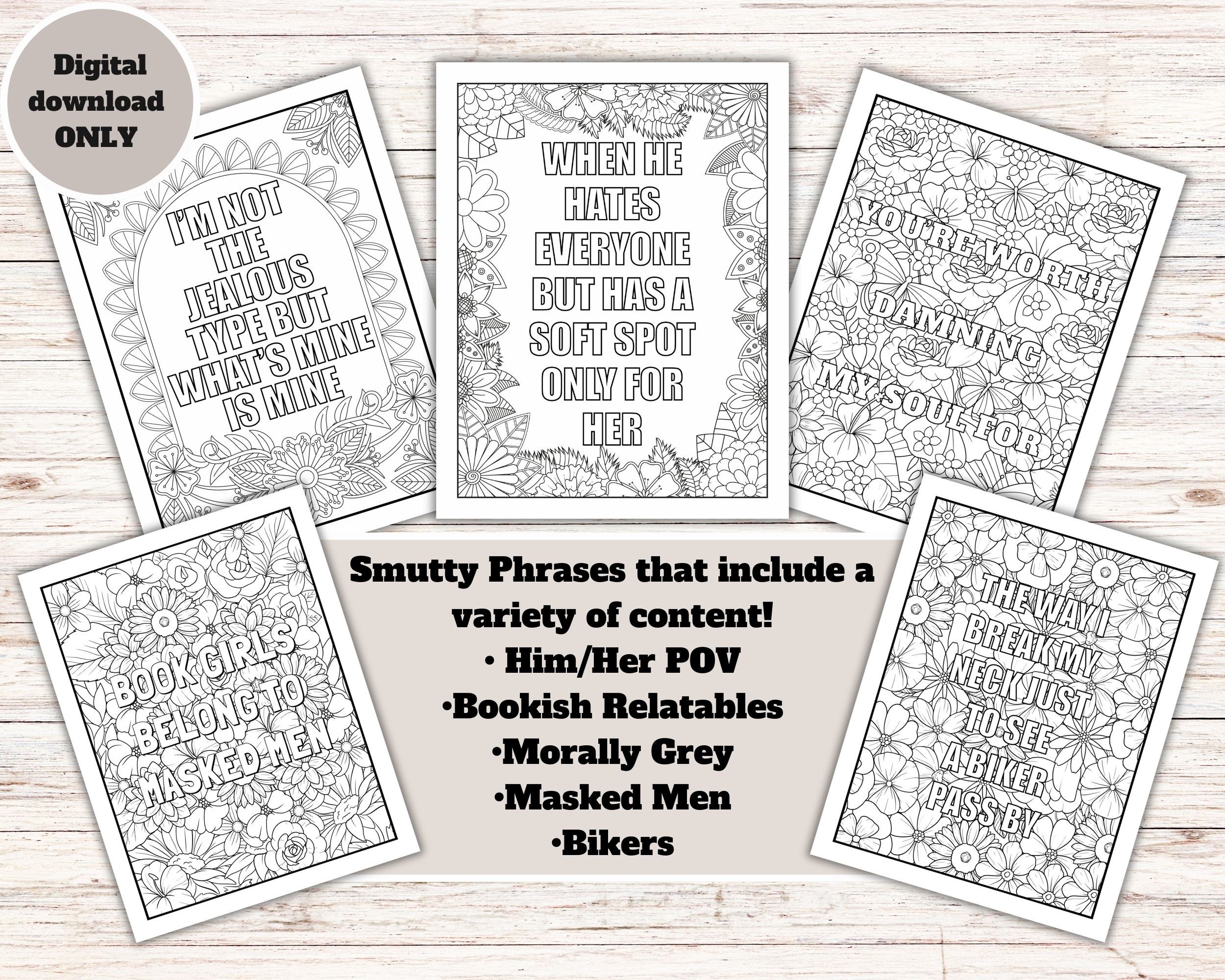 100 Smutty Coloring Sheets, Spicy Book Club, Adult Coloring Pages ...