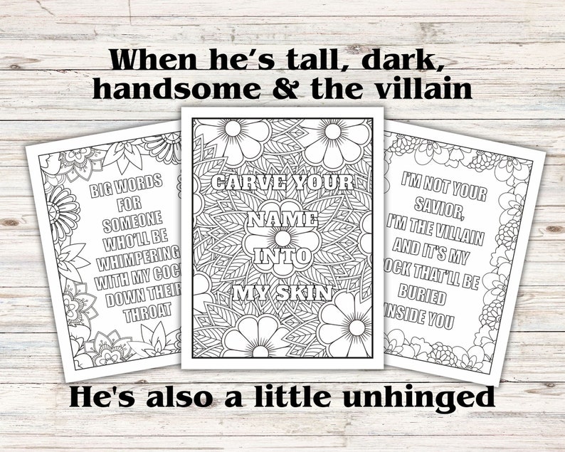 Spicy Book Boyfriend Coloring Pages, Dark Romance Smut (PDF & JPEG ...