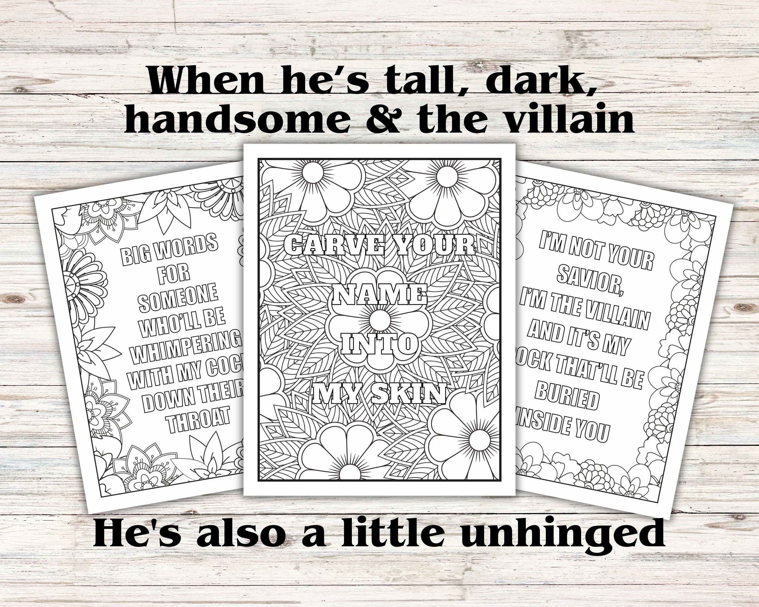 Spicy Book Boyfriend Coloring Pages, Dark Romance Smut (PDF & JPEG ...