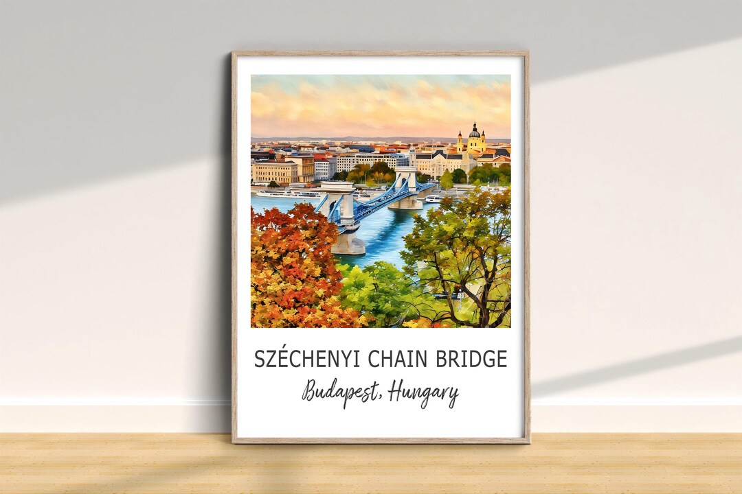 Széchenyi Chain Bridge Travel Print, Budapest Hungary Poster, Vacation ...