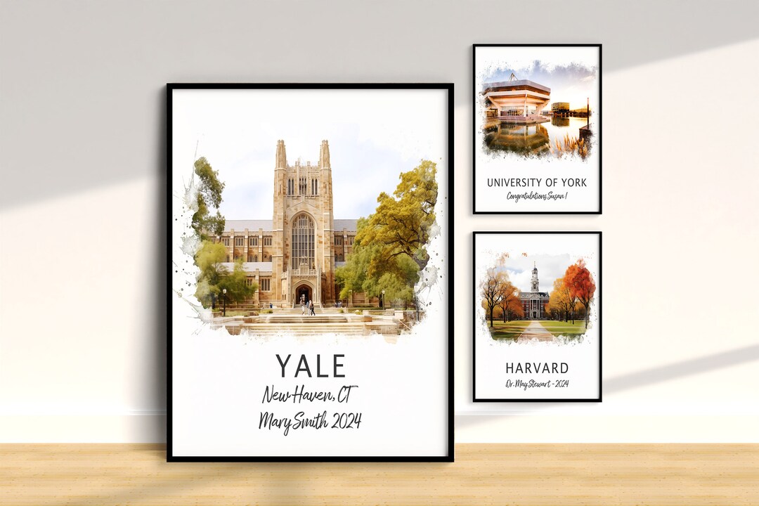 Custom Watercolor School University College Portrait, Personalized ...