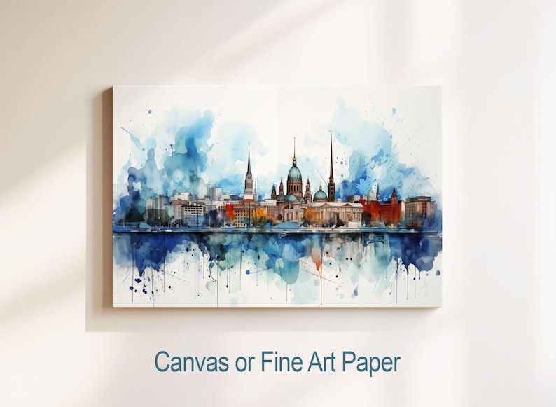 Berlin, Germany City Skyline Print - Canvas or Fine Art Paper ...