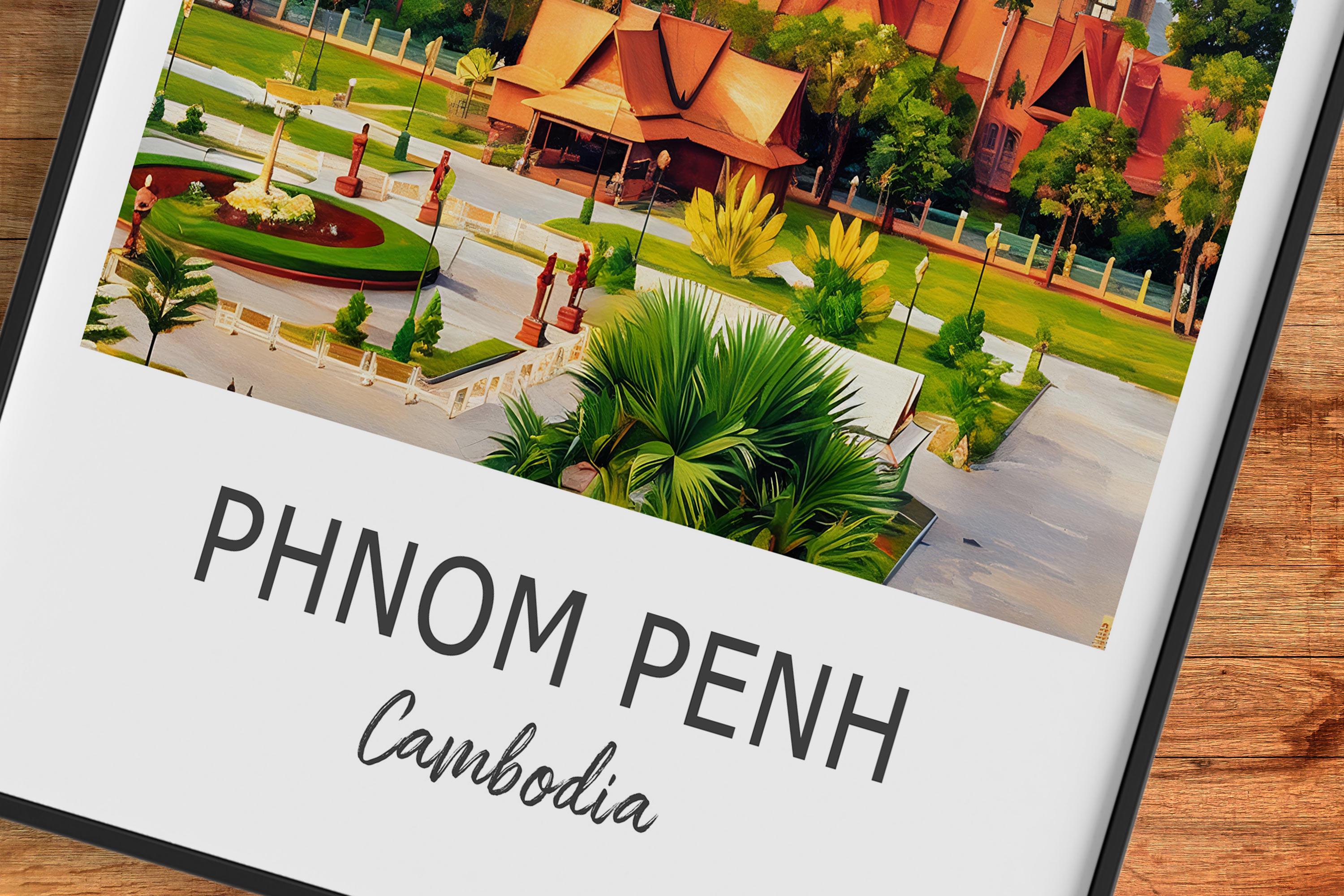 Phnom Penh Travel Print, Cambodia Traditional Poster, Vacation Wall Art ...