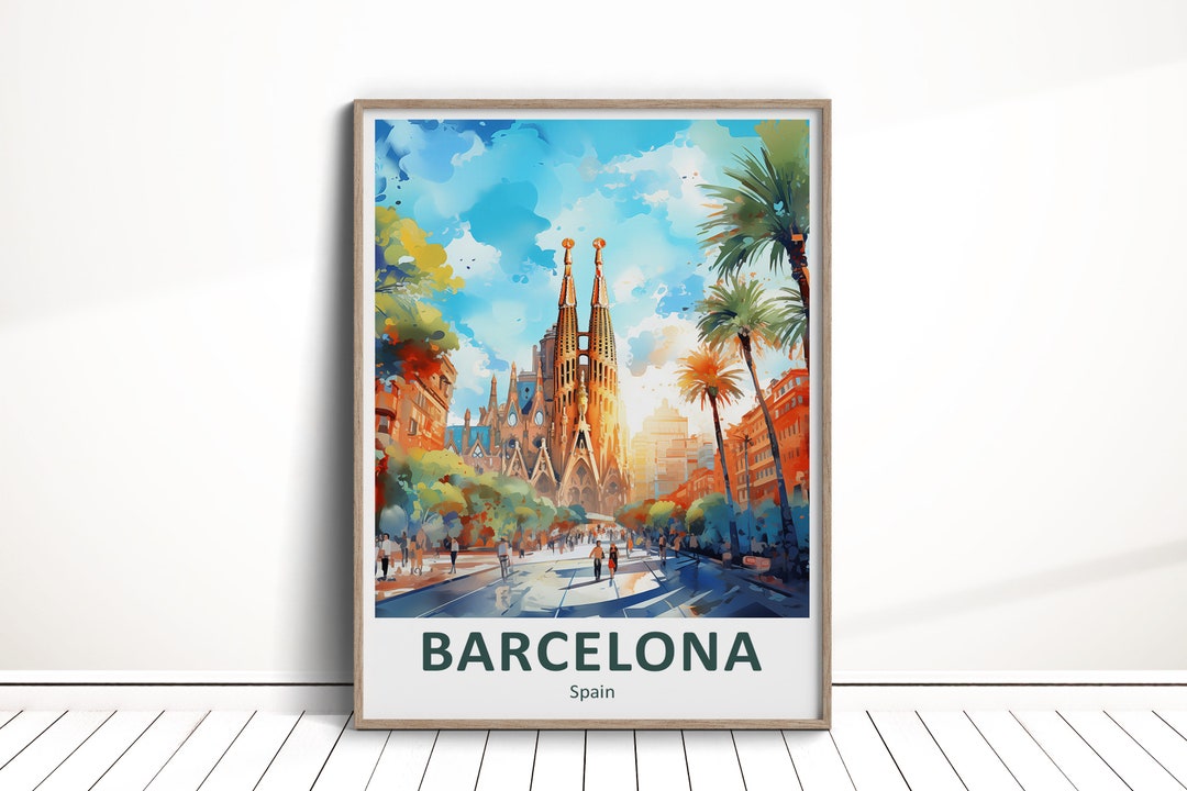 Barcelona Travel Print, Barcelona Travel Poster, Barcelona Wall Art ...