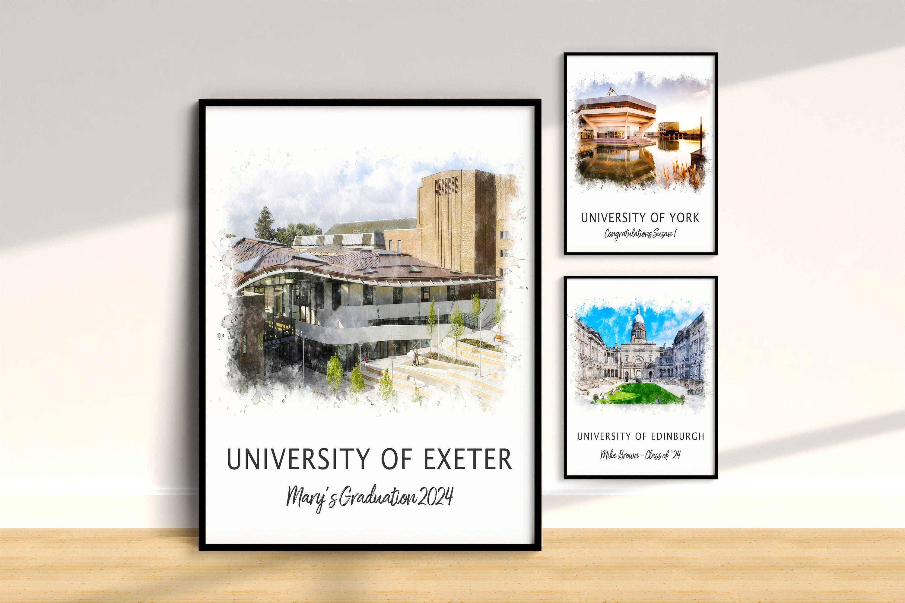 Custom UK University Poster, Watercolour Portrait Any School ...