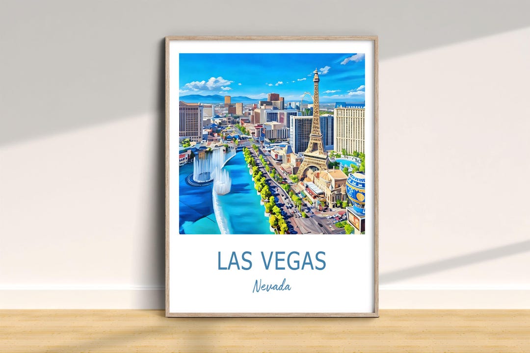 Las Vegas Travel Print, Nevada Traditional Poster, Vacation Wall Art ...