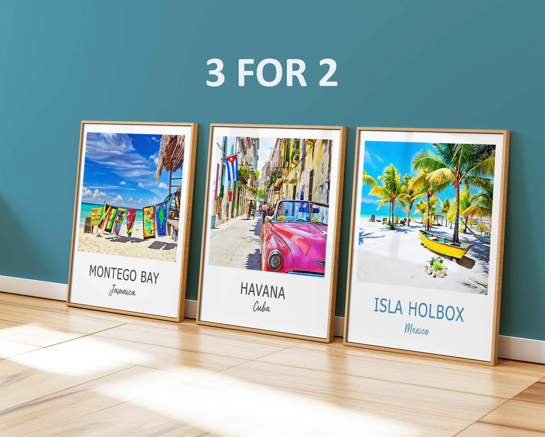 Havana,montego Bay and Isla Holbox Curated Collection,3 Prints for ...