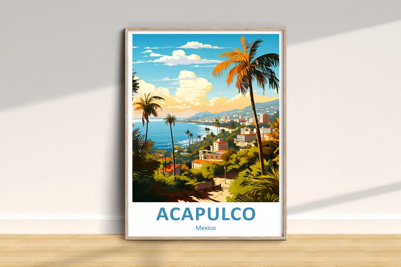 Acapulco Travel Print, Mexico Traditional City Poster, Vacation Wall ...