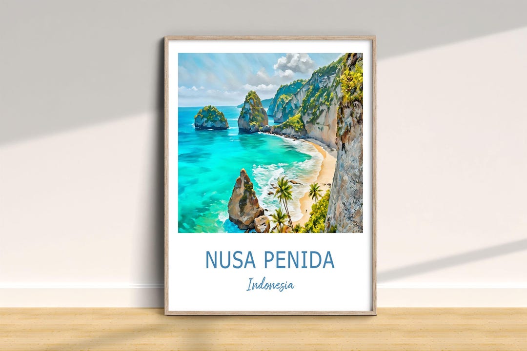 Nusa Penida Travel Print, Indonesia Traditional Poster, Vacation Wall ...