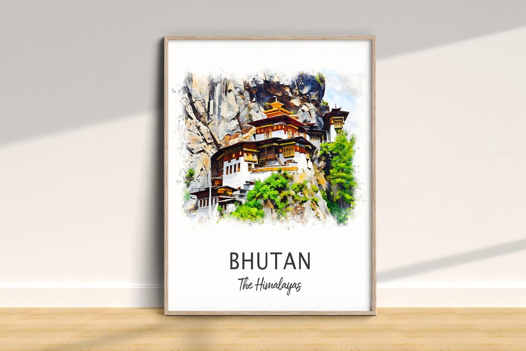 Bhutan Travel Print, Himalayas Monastery Traditional Poster, Vacation ...